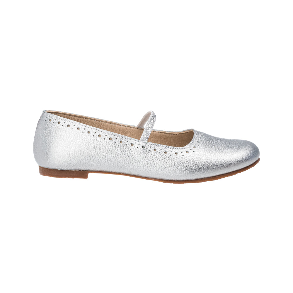 Luxury Silver Leather Ballerina Shoes for Little Girls for special ...